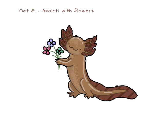 Oct 8. - Axolotl with flowers - ibisPaint