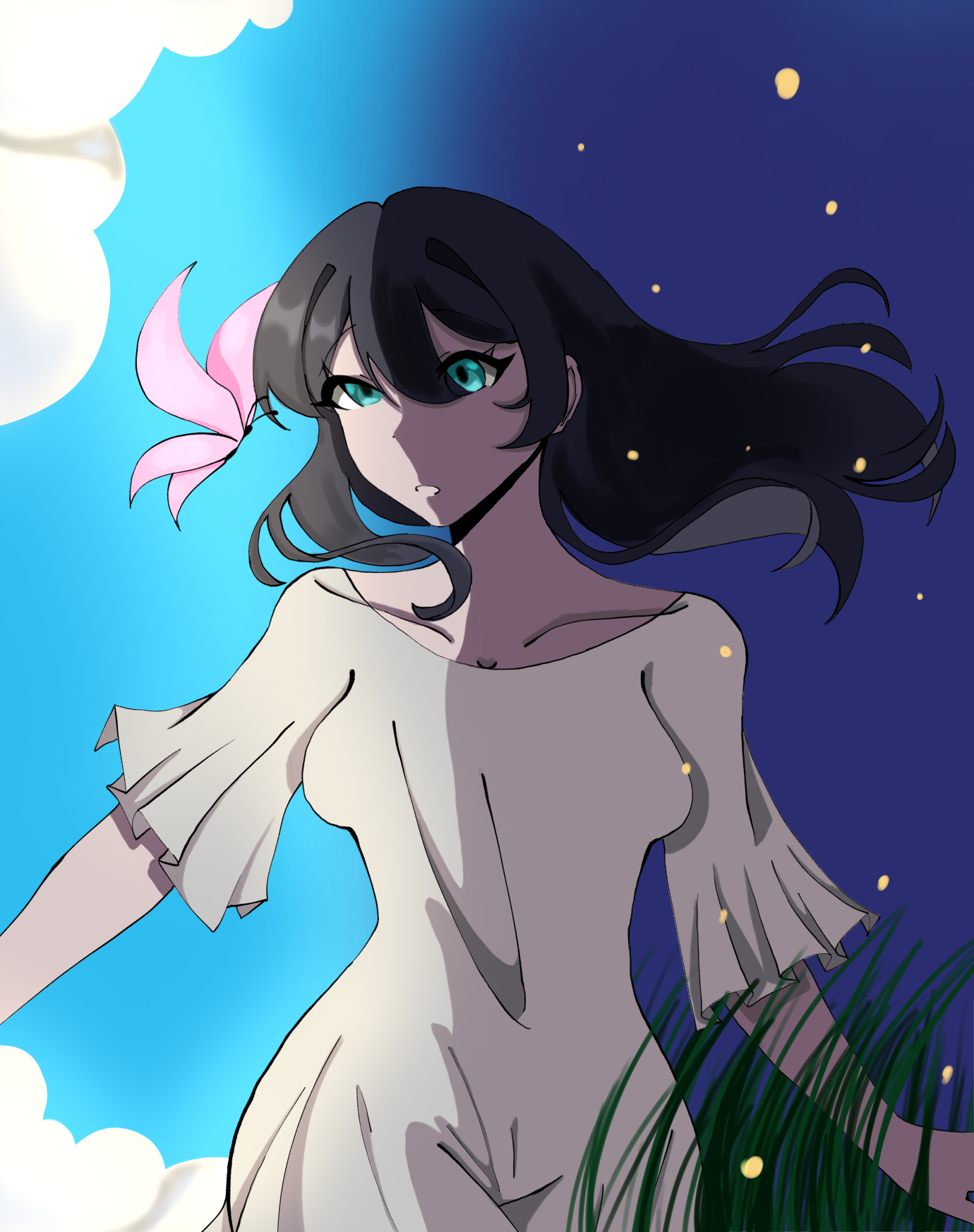 Butterflies and fireflies - ibisPaint