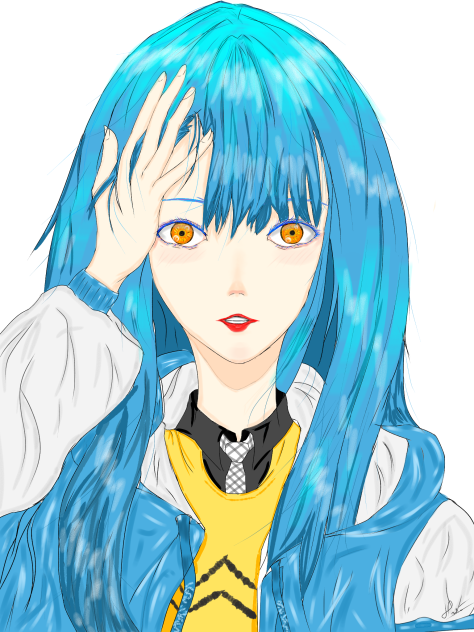 lingga blue vtuber(eji cafe) versi woman - ibisPaint