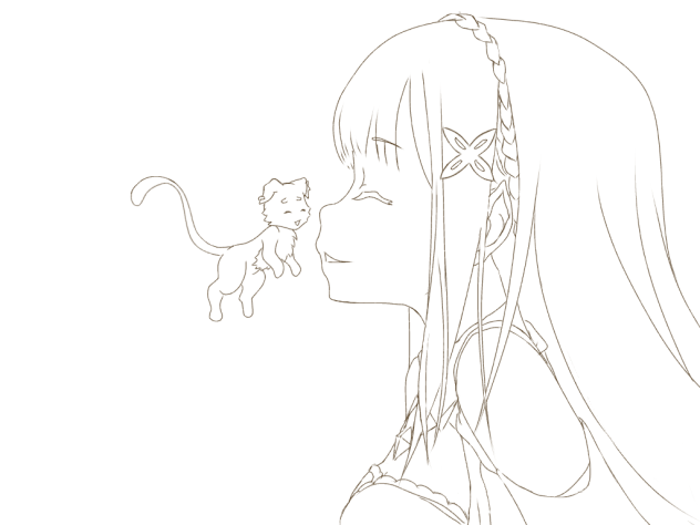 Emilia and Puck (Outline) - ibisPaint