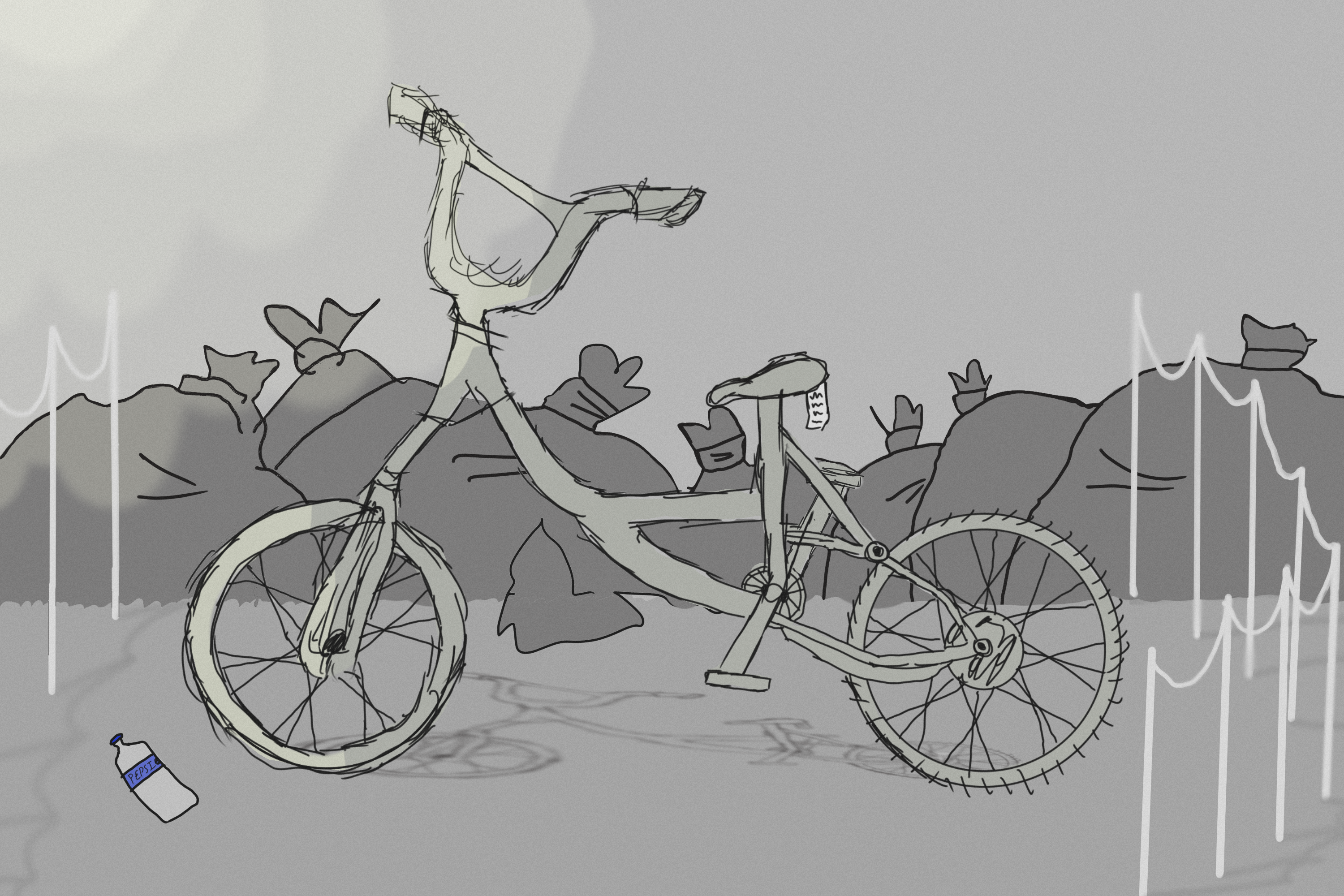 A random bicycle in a wasteland - ibisPaint