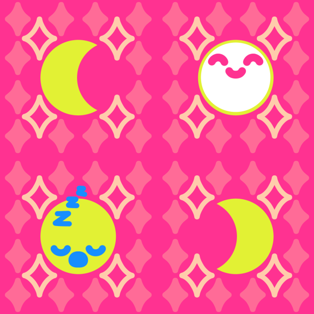 Faces of a sleeping moon pattern - ibisPaint