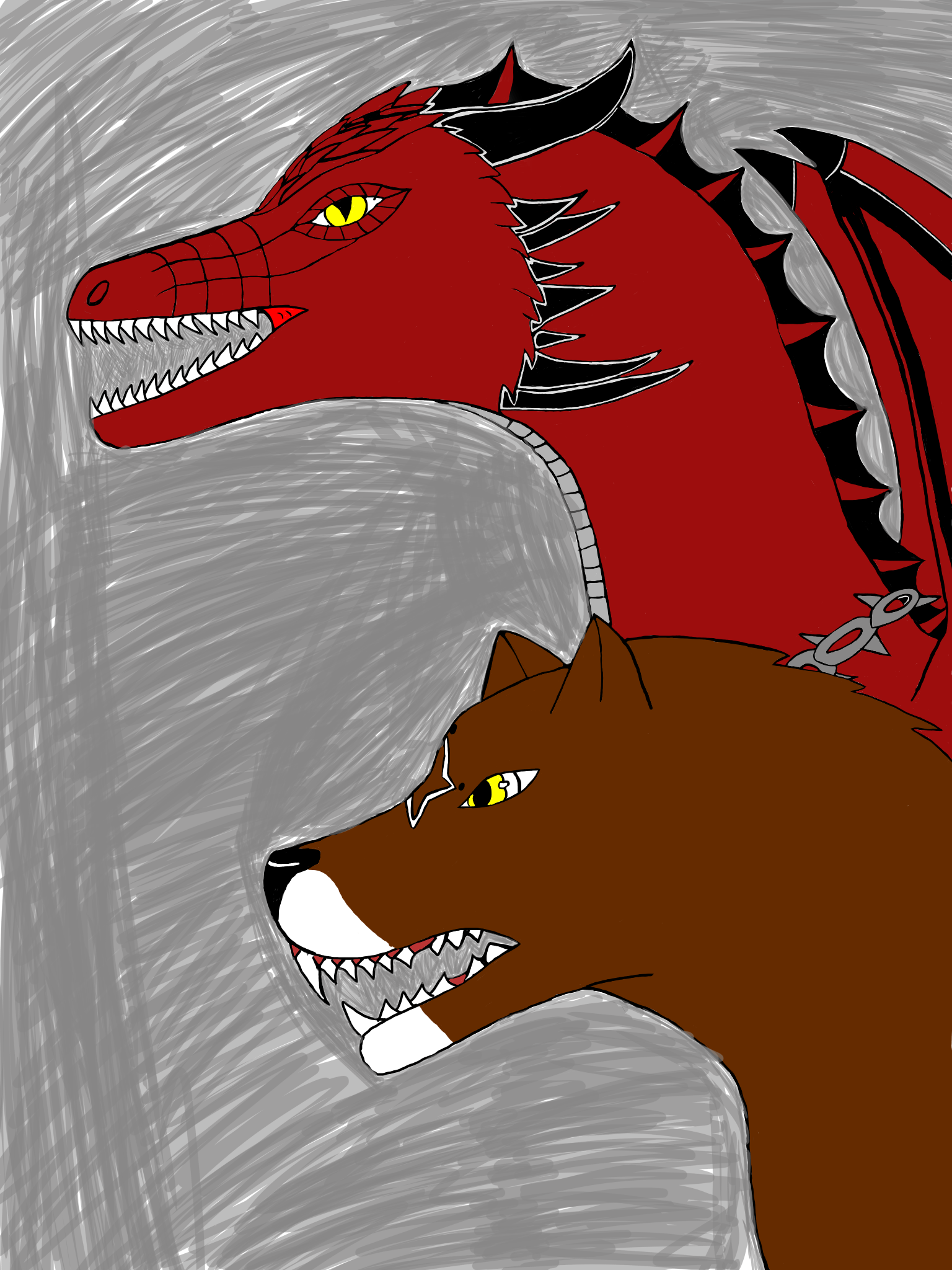 friendship of the Wolf and Dragon - ibisPaint