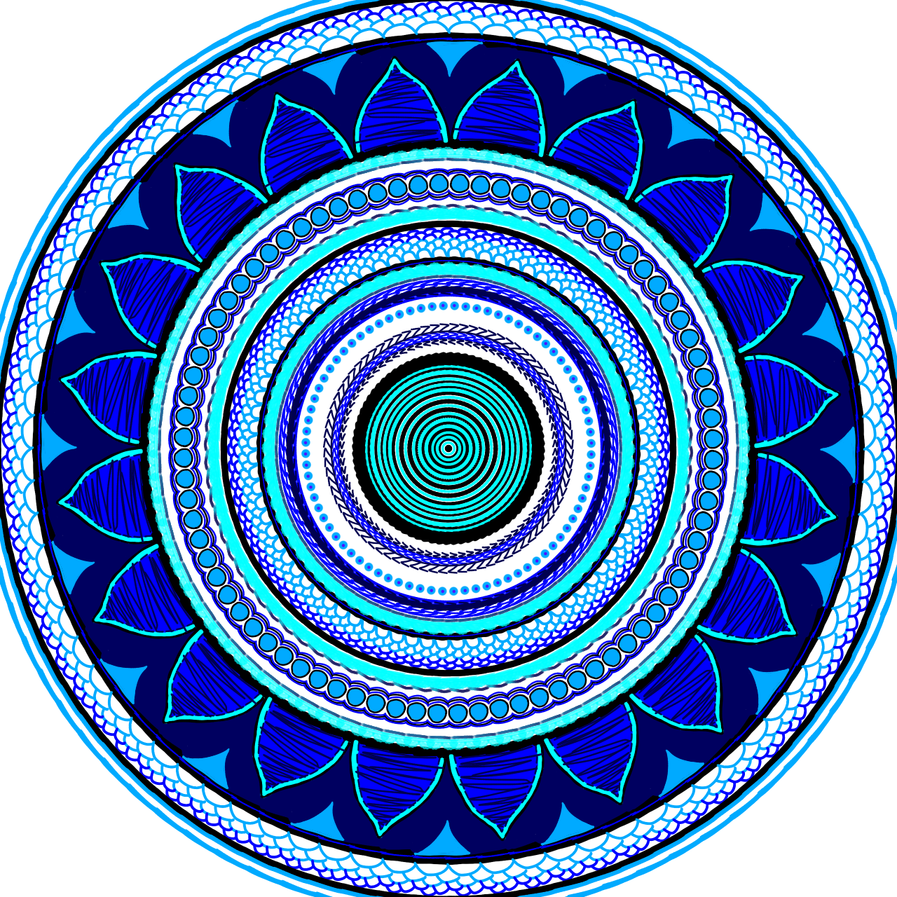 Blue mandala art - ibisPaint