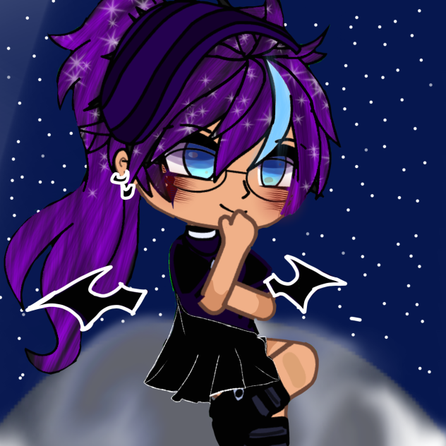 Girl on moon with purple hair 🌚 - ibisPaint