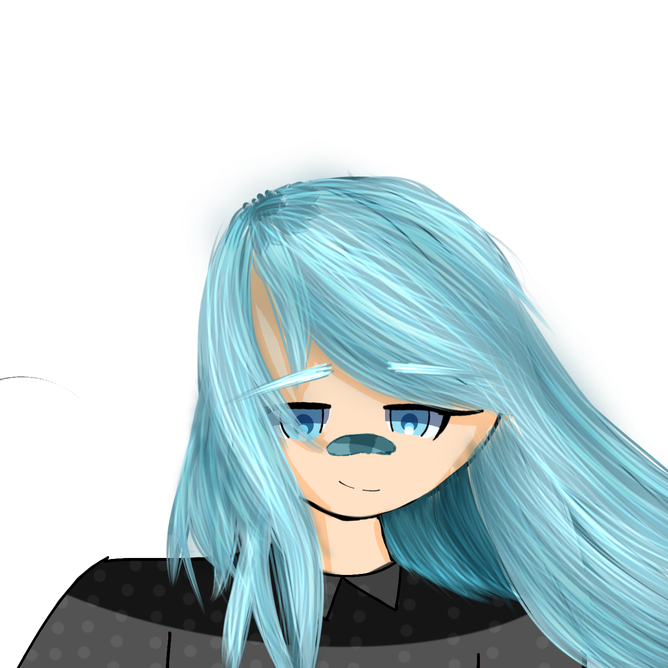 wavy blue hair girl - ibisPaint