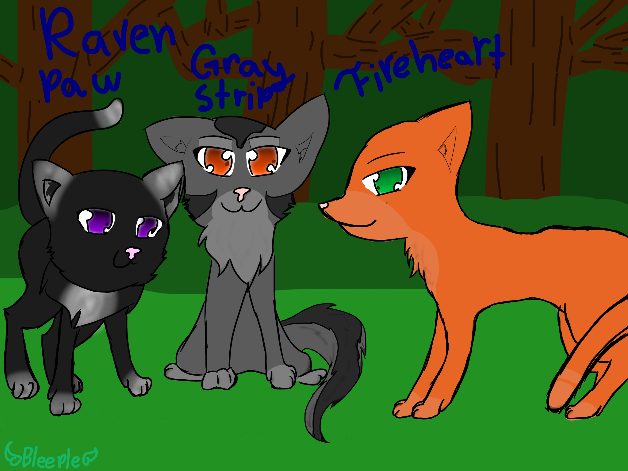 ravenpaw, graystripe and firheart speed - ibisPaint