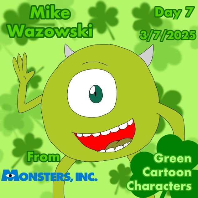 Green Cartoon Characters Day 7 Mike - ibisPaint