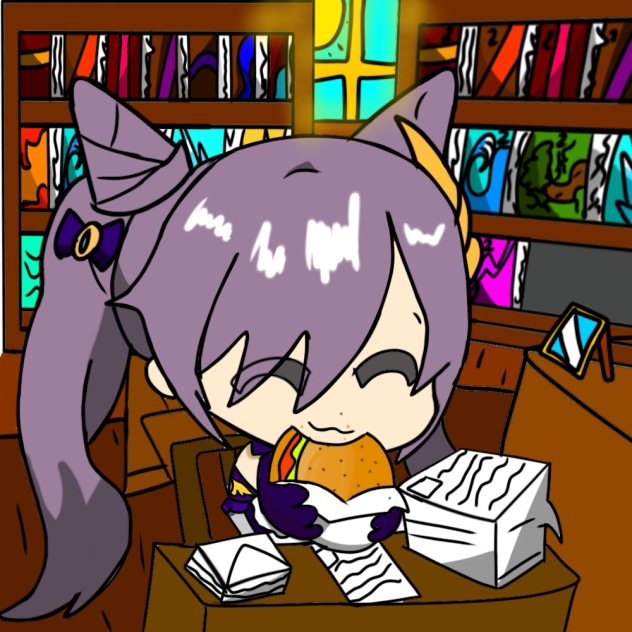 Keqing eating a burger - ibisPaint