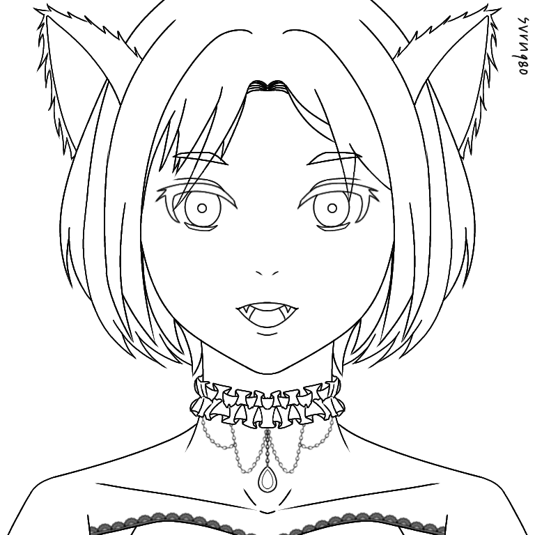 Demi-human chara lineart - ibisPaint