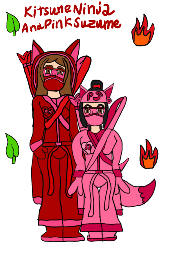 Kitsune Ninja And Pink Suzume - ibisPaint