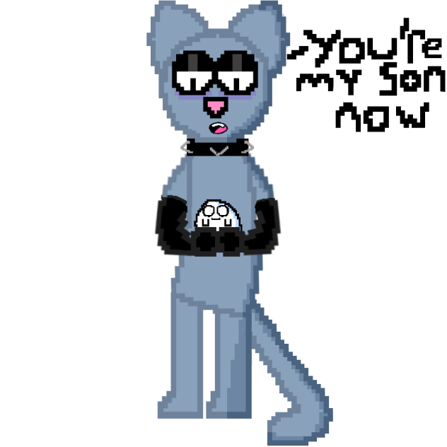 Emo cat adopts a white blob - ibisPaint