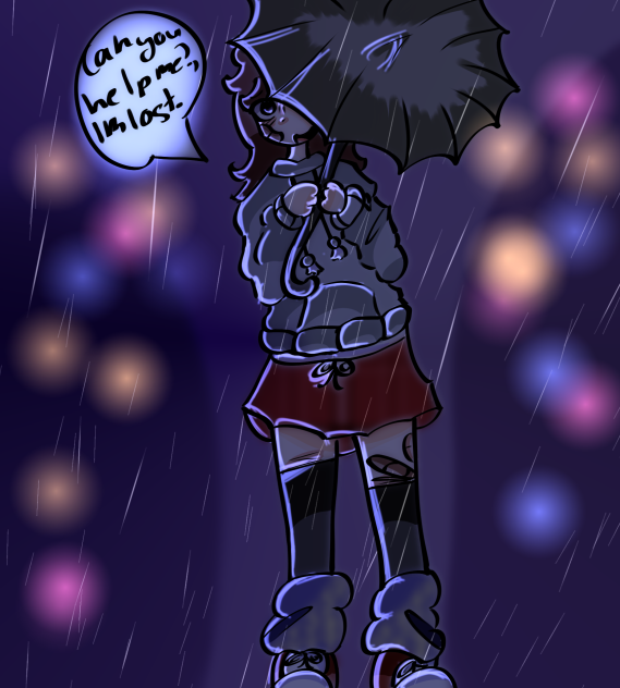 a missing girl with a umbrella - ibisPaint