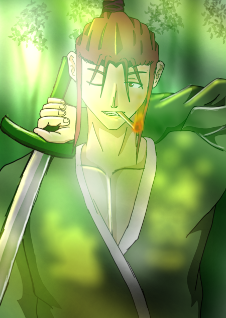swordsman chilling in the woods - ibisPaint