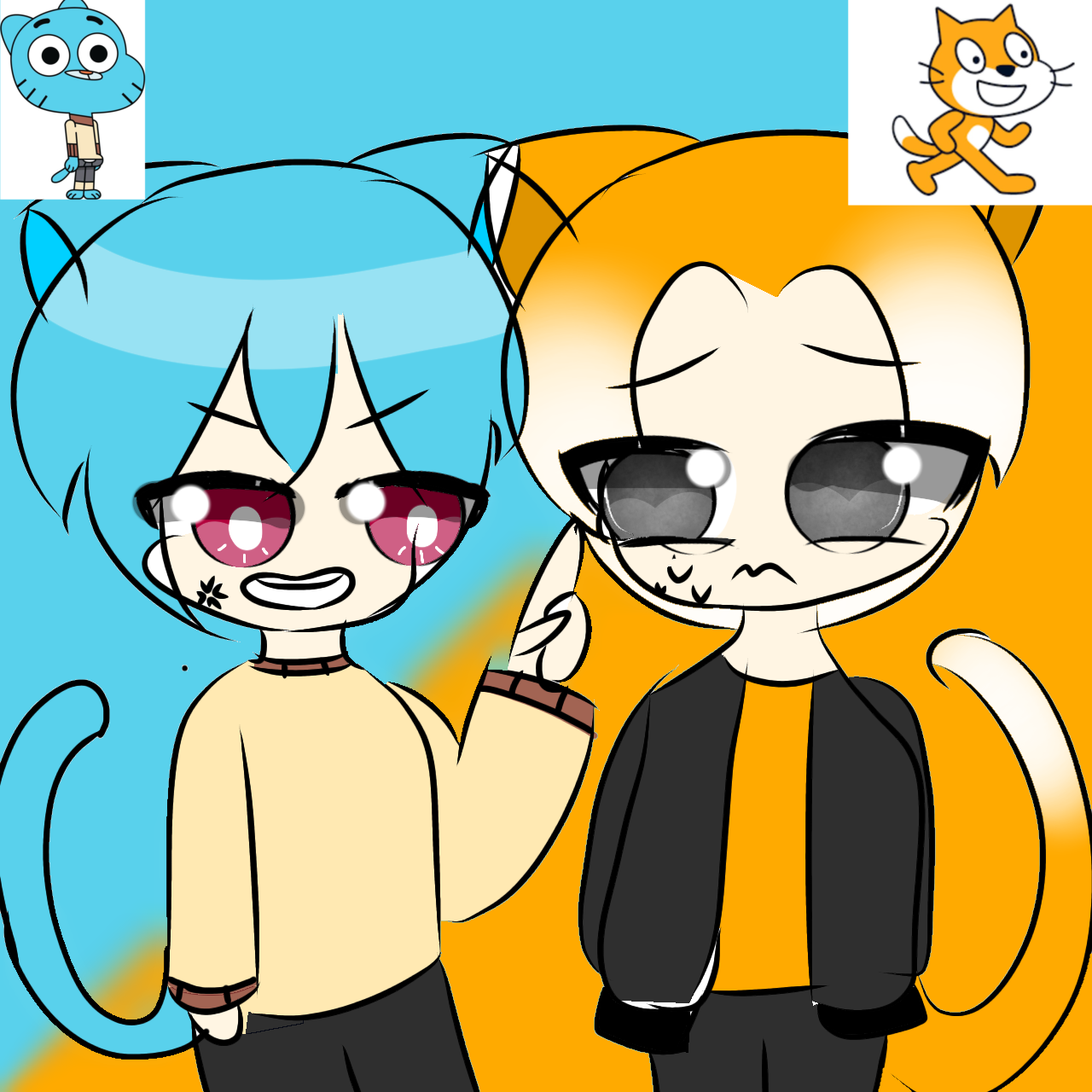 Gumball X scratch cat 🩵🧡 - ibisPaint