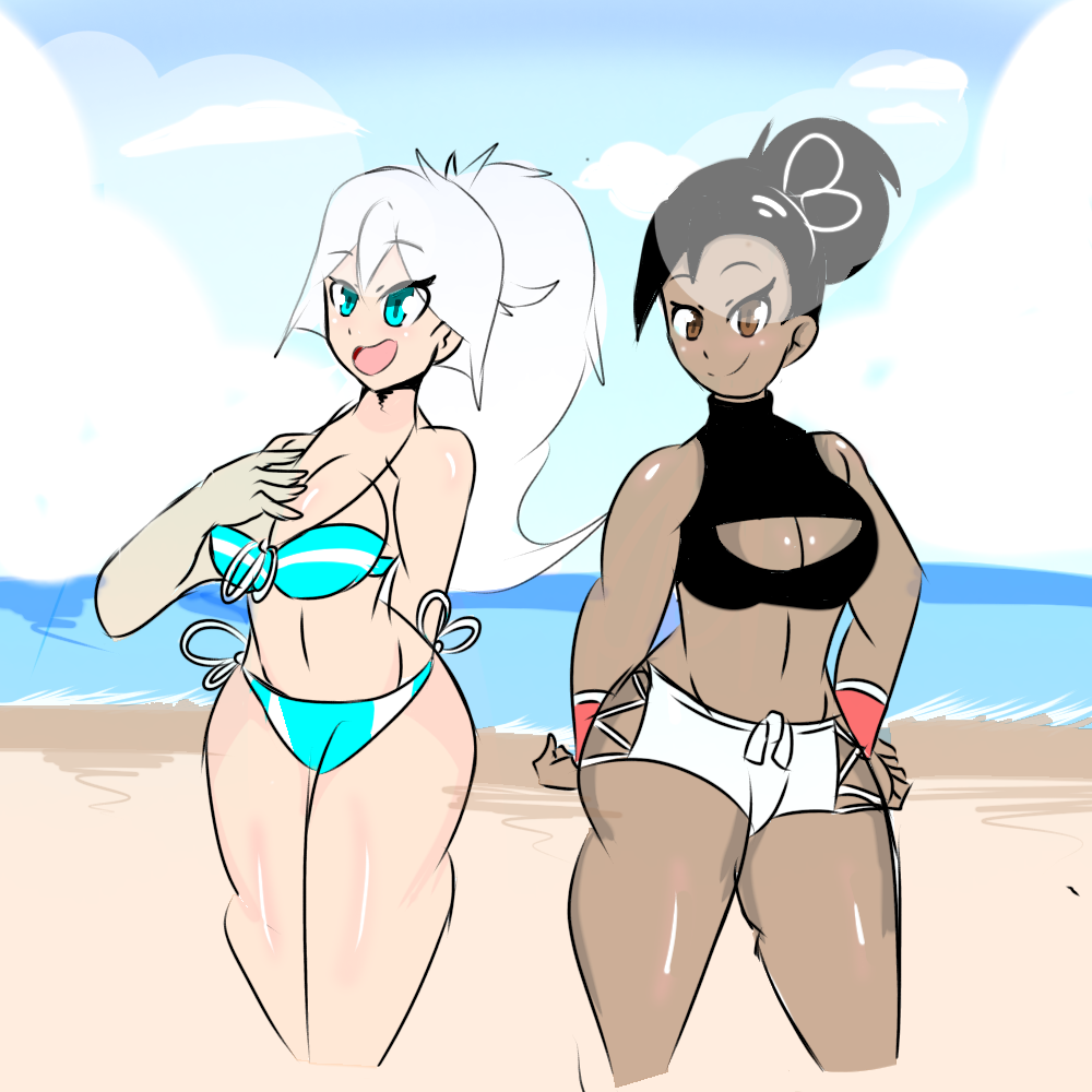 ryuko and akame at beach - ibisPaint