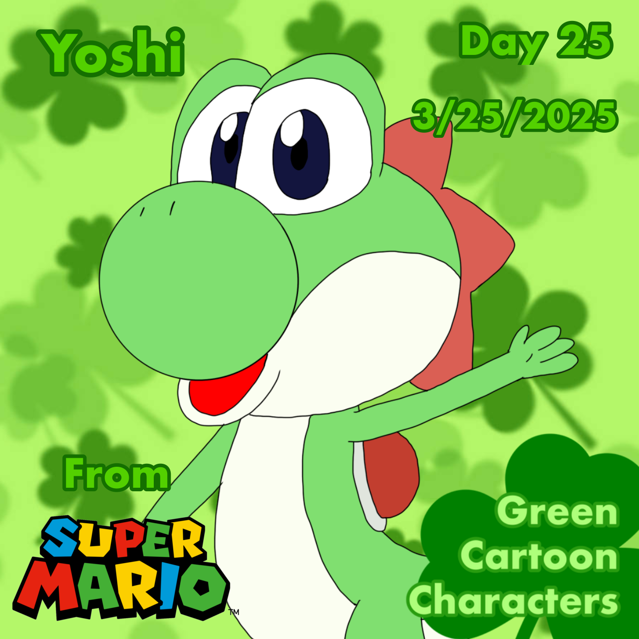 Green Cartoon Characters Day 25 Yoshi - ibisPaint