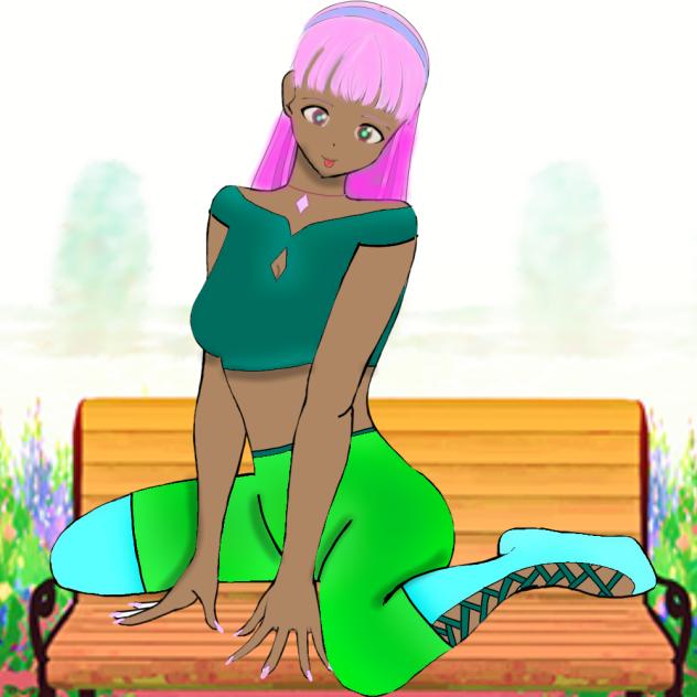 sitting on a bench - ibisPaint