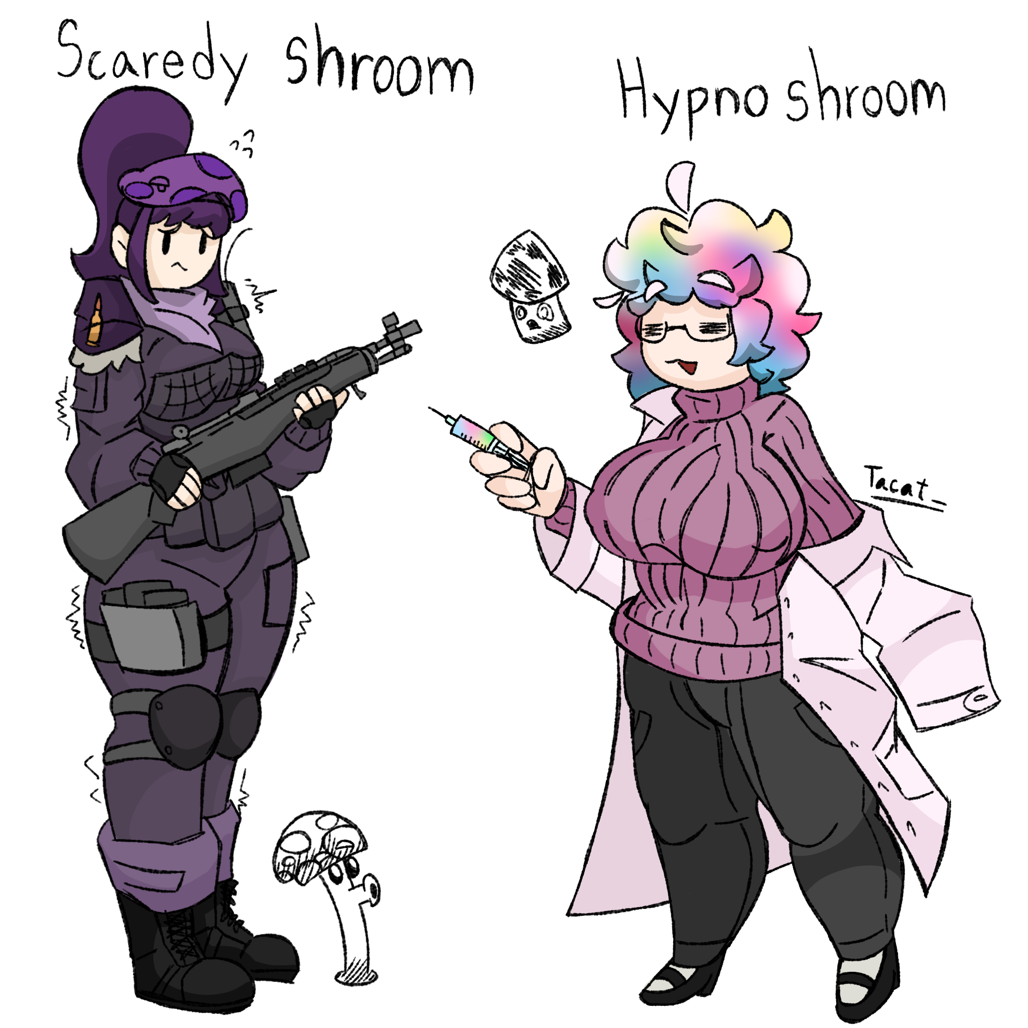 pvz scaredy shroom and hypno shroom - ibisPaint