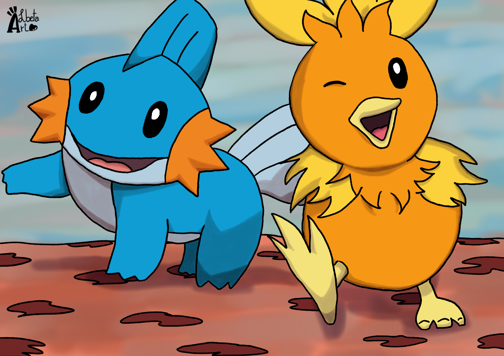 Mudkip y Torchic_ mundo misterioso - ibisPaint
