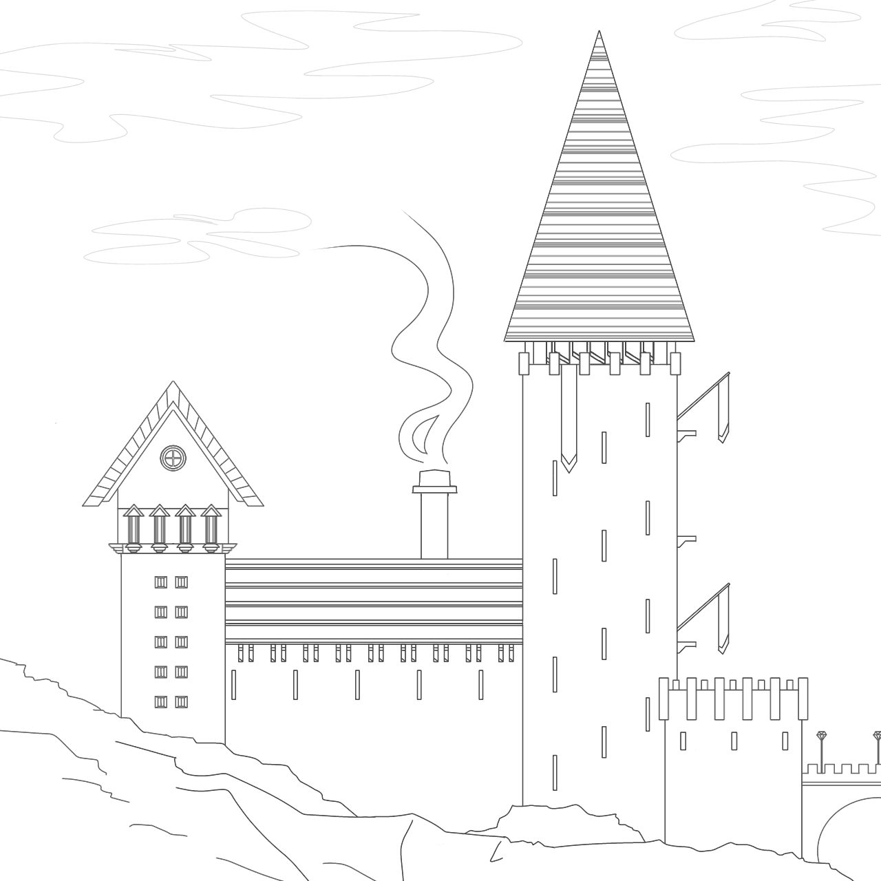 Castle 🏰 Colouring Page - ibisPaint