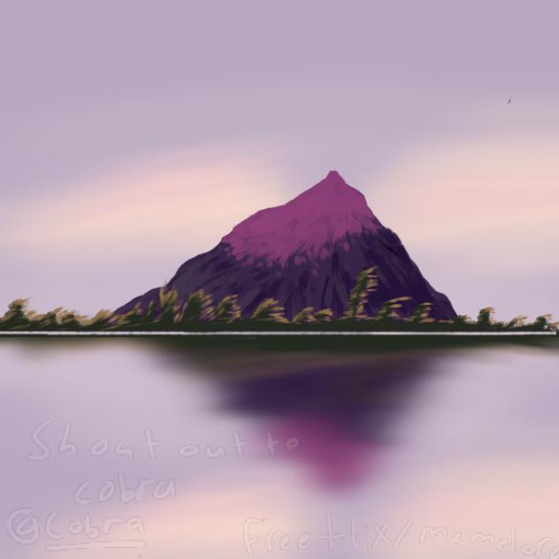 Purple mt with a lake - ibisPaint