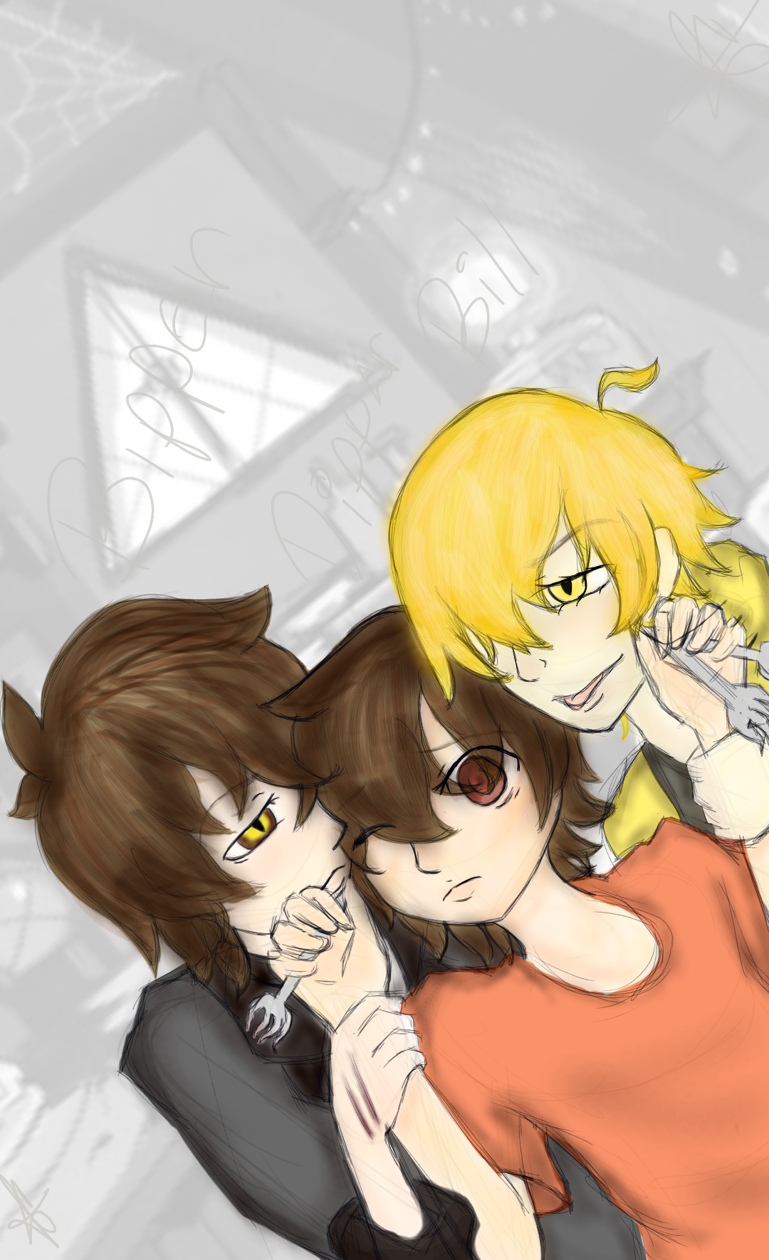 dipper pines and Bill cipher and bipper - ibisPaint