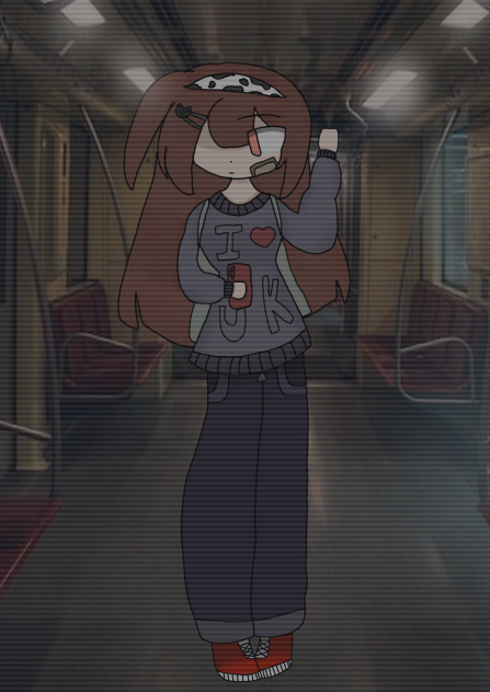 Girl on train alone. - ibisPaint