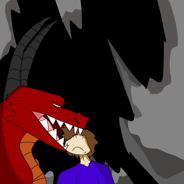 A dragon about to eat a kid - ibisPaint