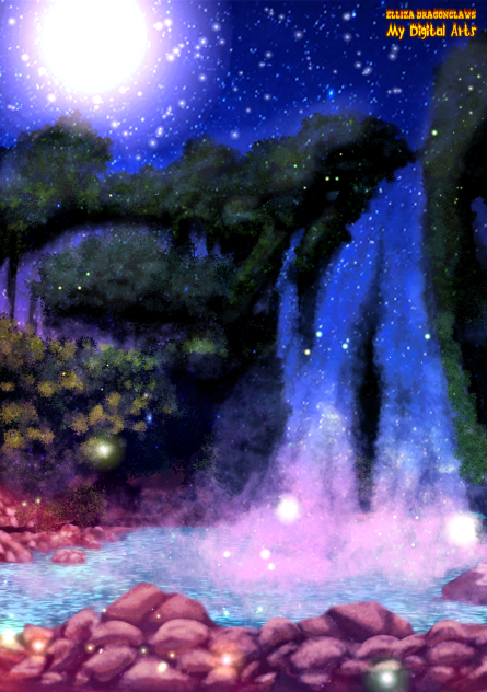 Midnight Waterfall - ibisPaint