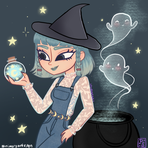 Witch and Her Blue Potion - ibisPaint