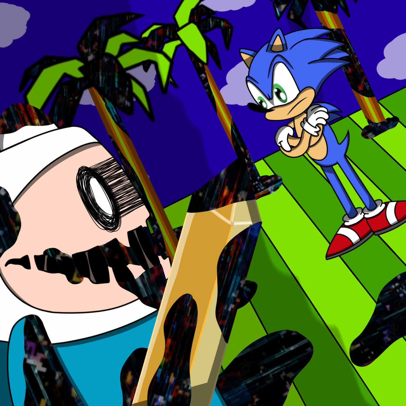Sonic vs corrupted Finn - ibisPaint