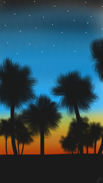 Palm trees in the sunset - ibisPaint