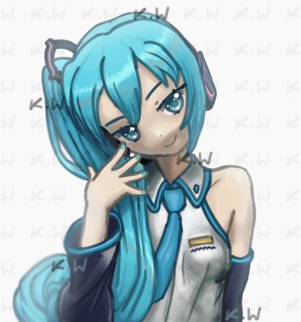Hatsune Miku ponytail trend - ibisPaint