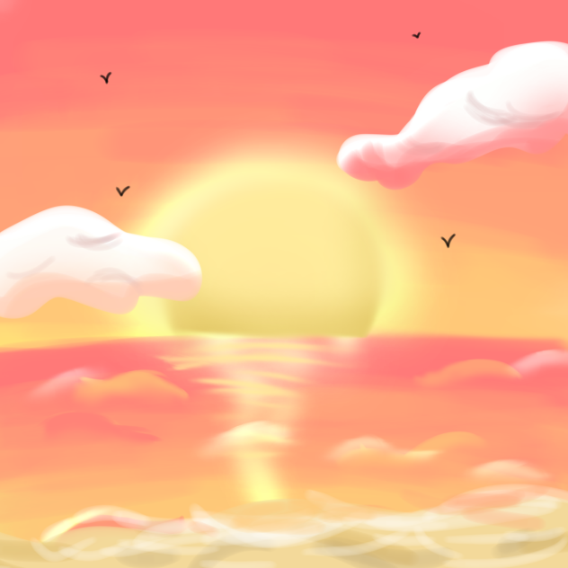 Sunset at beach - ibisPaint