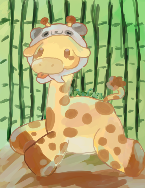 Giraffe with panda hat 🦒🐼 - ibisPaint