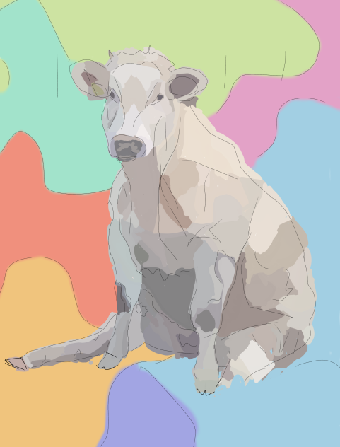 happy sitting cow - ibisPaint