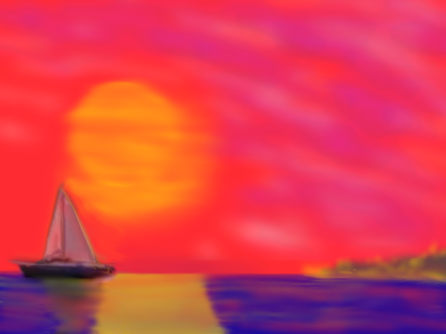 a boat sun set - ibisPaint