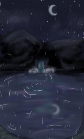 Rainy night with mountains - ibisPaint