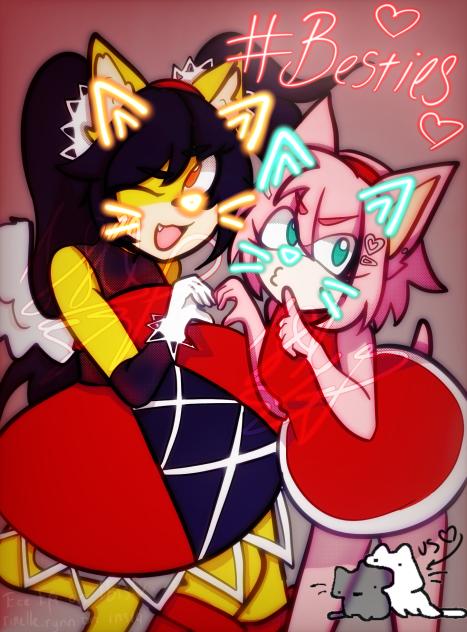 Honey the cat & Amy rose - ibisPaint