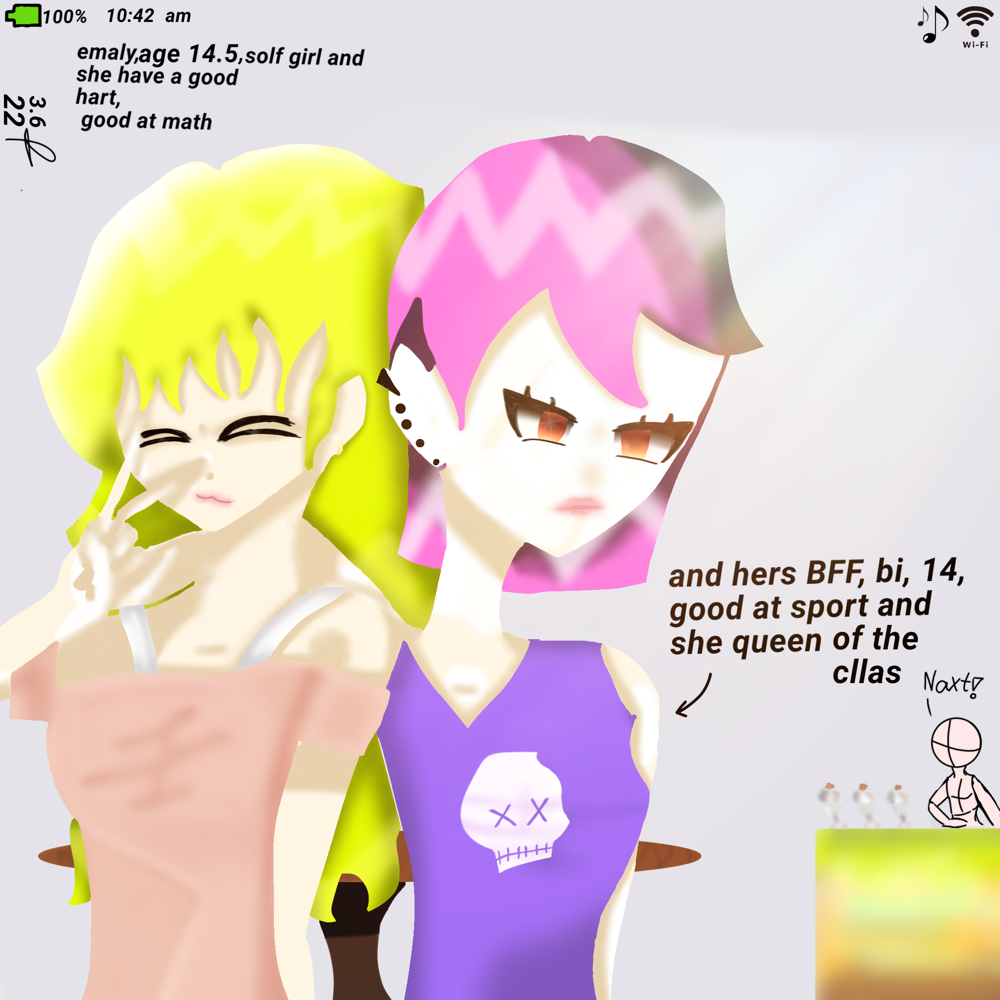Emaly and Bi at cofe shop - ibisPaint