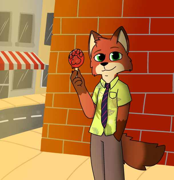 Nick Piberius Wilde holding a Pawsicle - ibisPaint