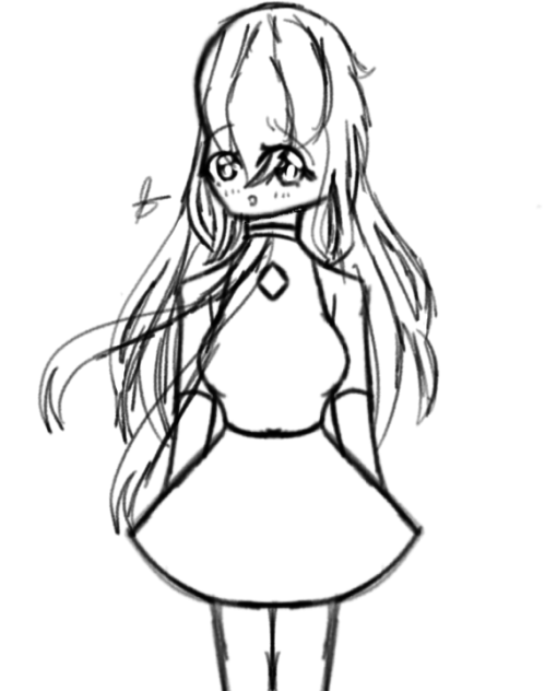 Lovely Girl Just standing there Sketch - ibisPaint