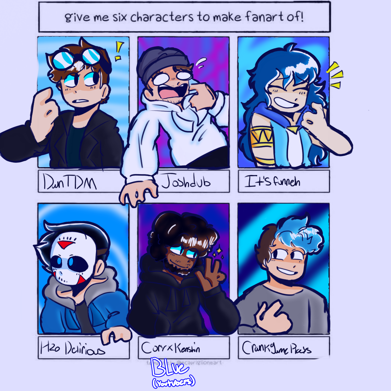 Six Fanarts Of YouTubers (Blue) - ibisPaint