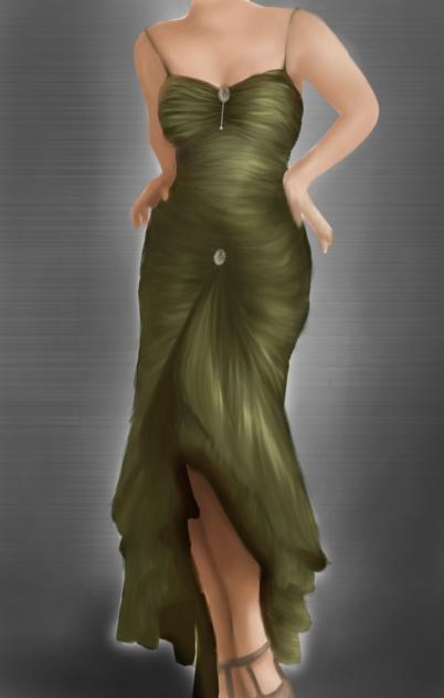 green semi realistic dress - ibisPaint