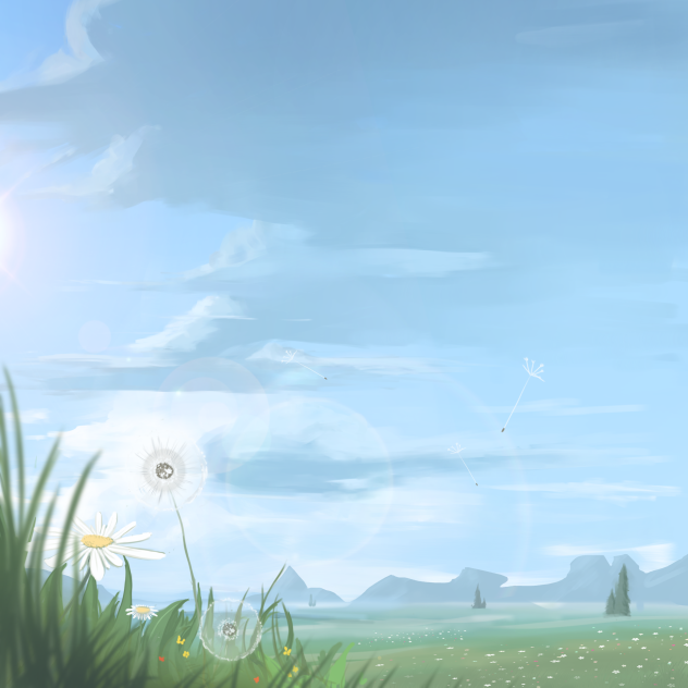 field with wild flowers - ibisPaint