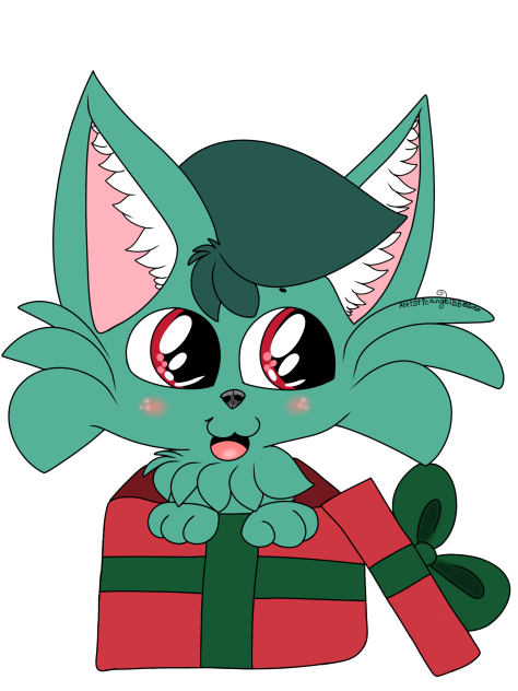 Teal Puppy In Red And Green Gift Box - ibisPaint