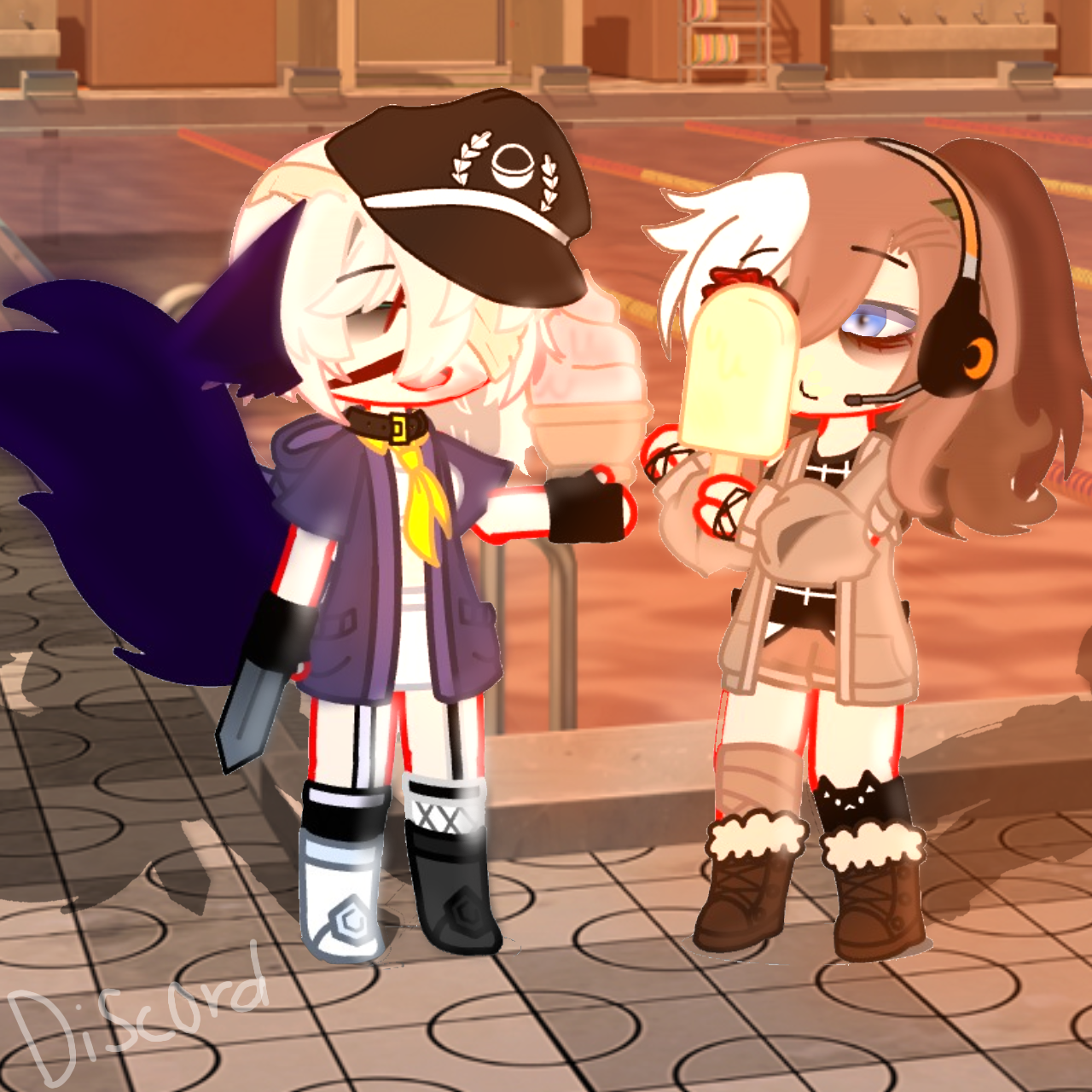 2 friends just chilling by a pool - ibisPaint