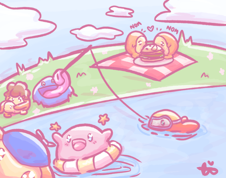 REPOST of pool party with the Kirb - ibisPaint