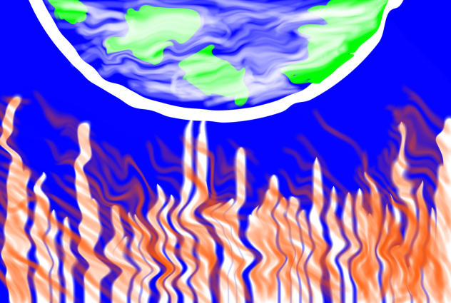 Burning building Melting Ice in Earth - ibisPaint